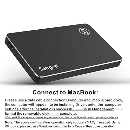 Sengert 2.5" 500GB Ultra Slim Portable External Hard Drive USB3.0 Mobile HDD Storage Compatible for PC, Desktop, Laptop, Xbox One, Xbox 360(Black)