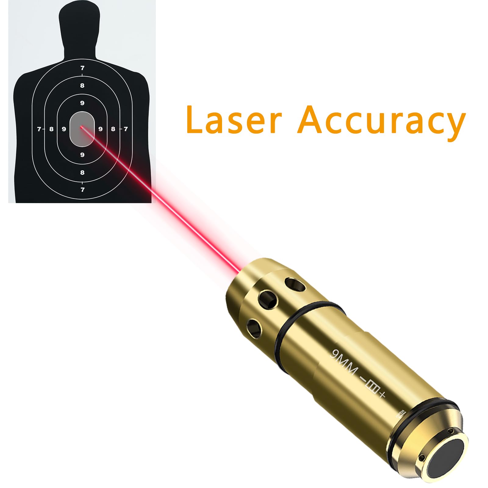 Nihowban Laser Training Cartridge 9mm Caliber with Chamber Extractor Tool for Dry Fire Training Practice, Including Extra Built in Rubber Snap Cap with 3 Sets of Batteries