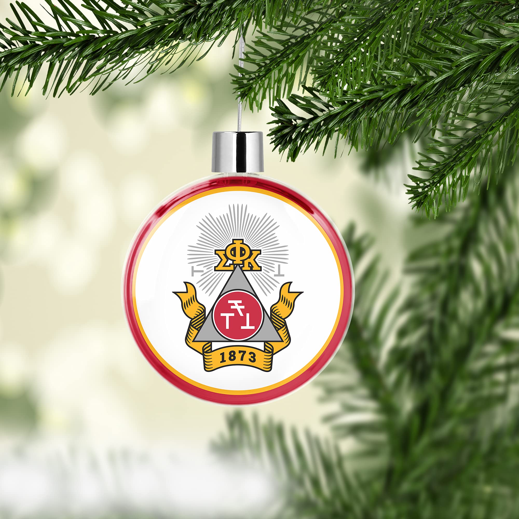 Phi Sigma Kappa Round Flat Christmas Tree Ornament Decoration for Tree Party Home Holiday Decor