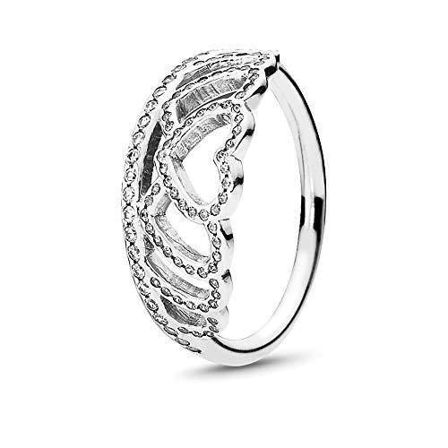 Pandora Jewelry Hearts Tiara Cubic Zirconia Ring in Sterling Silver, Size 4.5