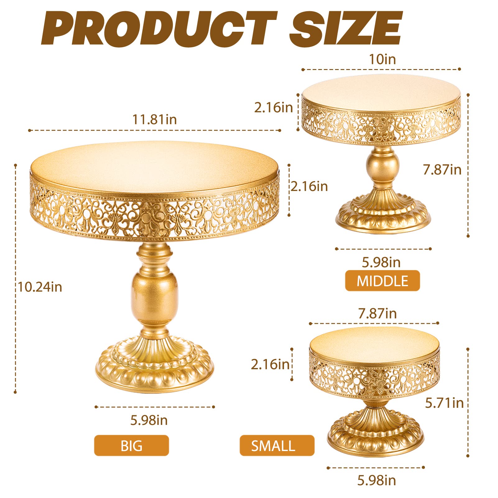 Tcomhk Gold Cake Stand Set-3 Pcs Gold Cupcake Stand-Gold Dessert Table Display Set Table Decoration Display Tower Plate for Baby Shower, Wedding, Birthday Party, Chrismas Celebration