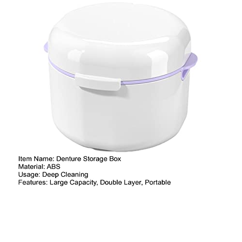 Portable Denture Retainer Case with Double Layer Design for Deep Cleaning and Storage - Food Grade Plastic