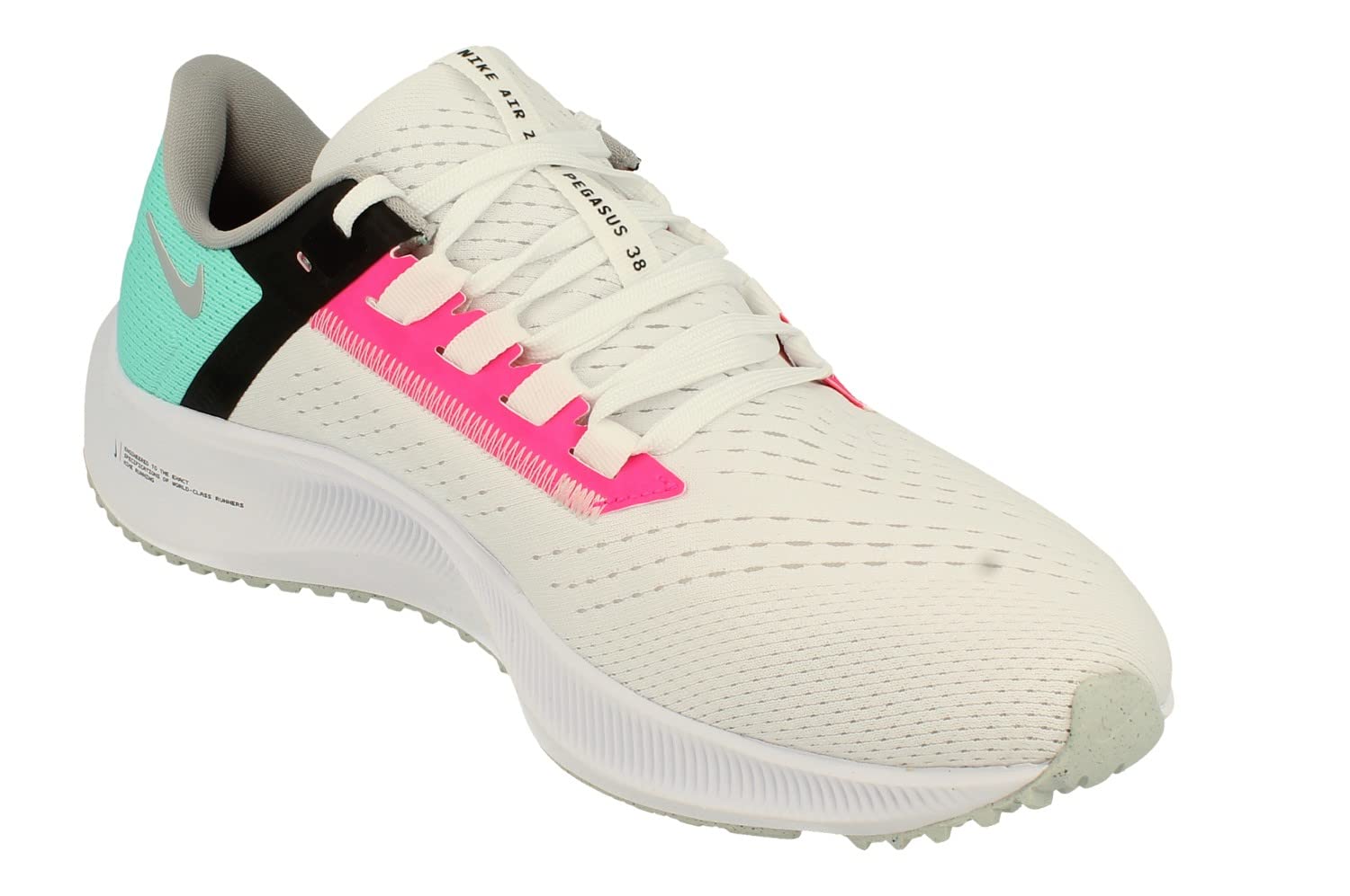 Nike Air Zoom Pegasus 38 Mens Running Trainers CW7356 Sneakers Shoes, White Wolf Grey Hyper Pink 102, 10.5