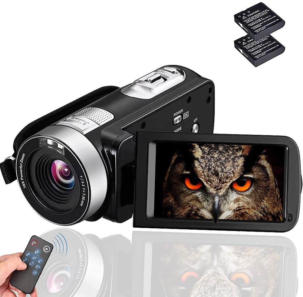 SEREE Camcorders Video Camera 18X Digital Zoom Volg Camera Full HD 1080P 30FPS Vlogging Camera Digital Camcorder with Two Batteries
