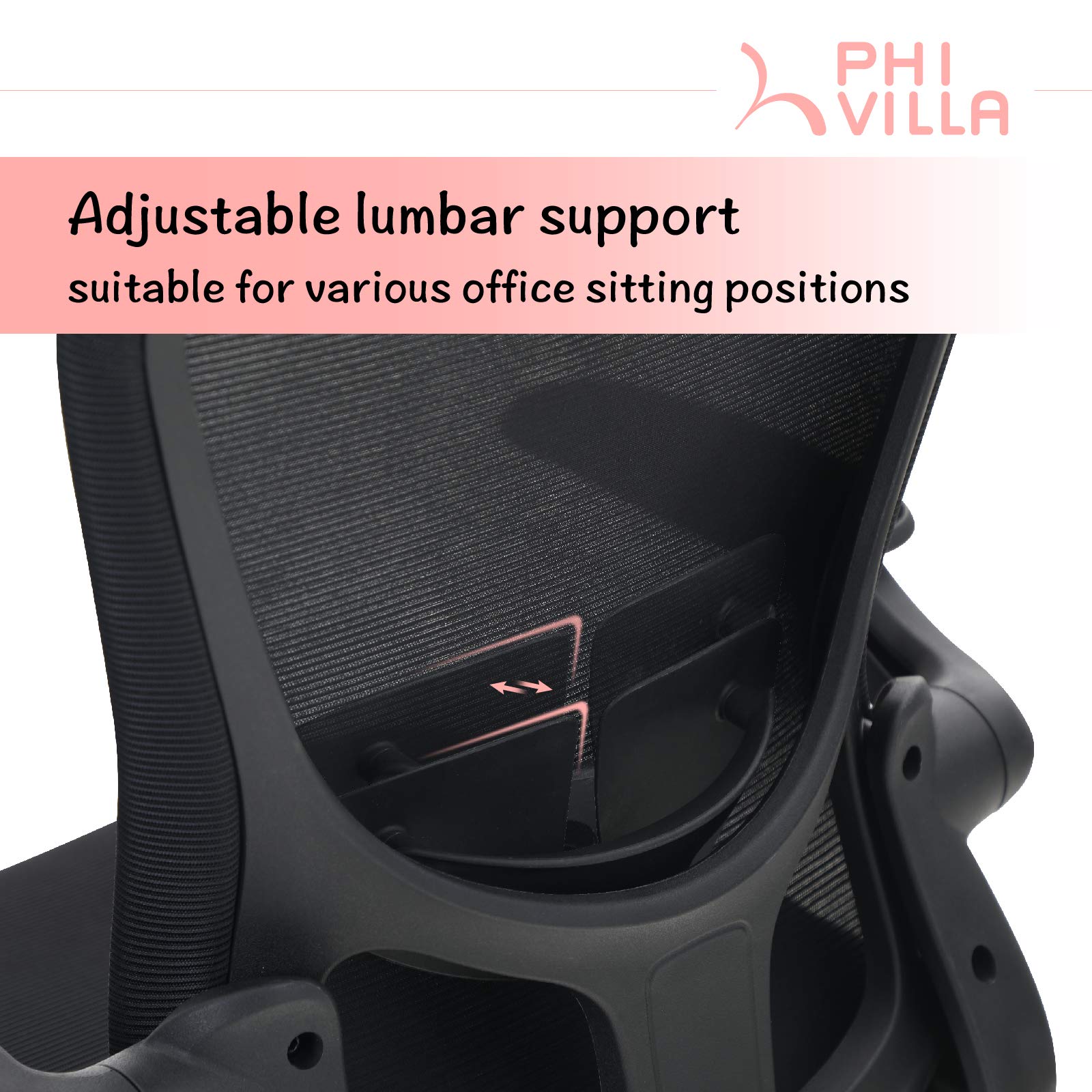 PHI VILLA Office Desk Chairs with Mid Back, Ergonomic Home Office Mesh Desk Chairs with Wheels and Adjustable Armrest,Adjustable Height for Women and Men,Maximum Load Capacity:250 lbs