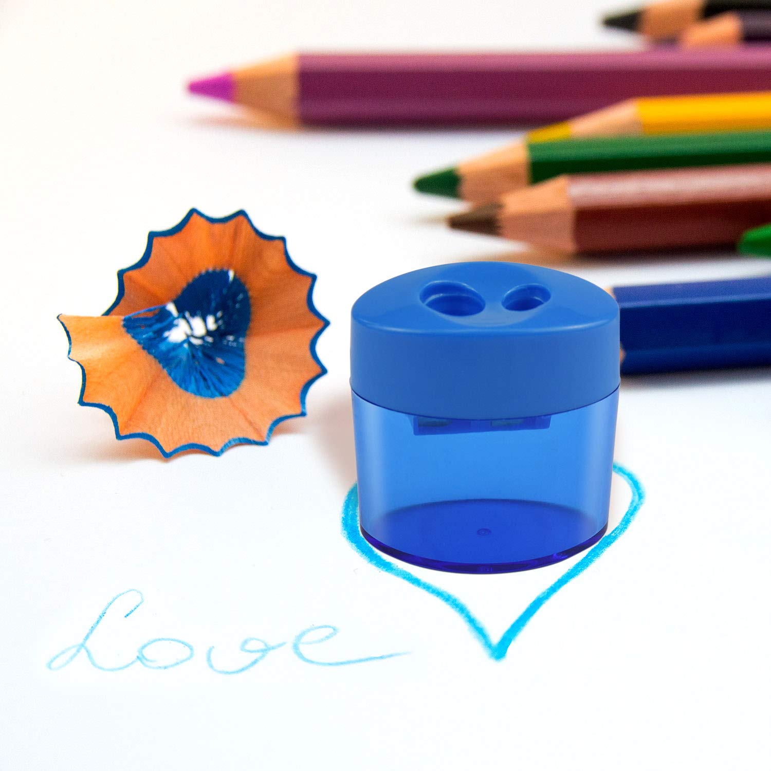 Pencil Sharpener, MENOLY 8 Pack Pencil Sharpener Manual Double Hole Pencil Sharpener Oval Shaped Hand Pencil Sharpeners for School Office Home (Red Yellow Green Blue)