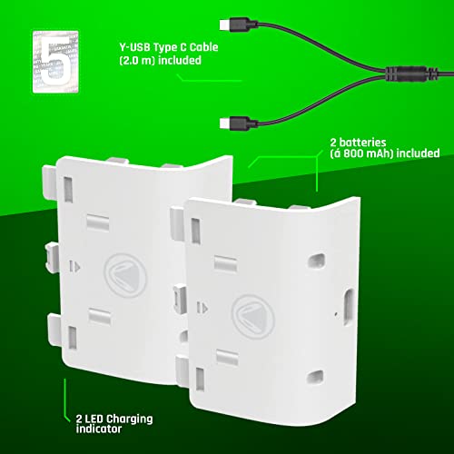 snakebyte Xbox Twin Charge SX - White - Xbox Series X Charging Station for Series X Controller, Charger for 2 Wireless Controllers, 2 Batteries Rechargeable 800mAh, LED Charge Status, Series X Design