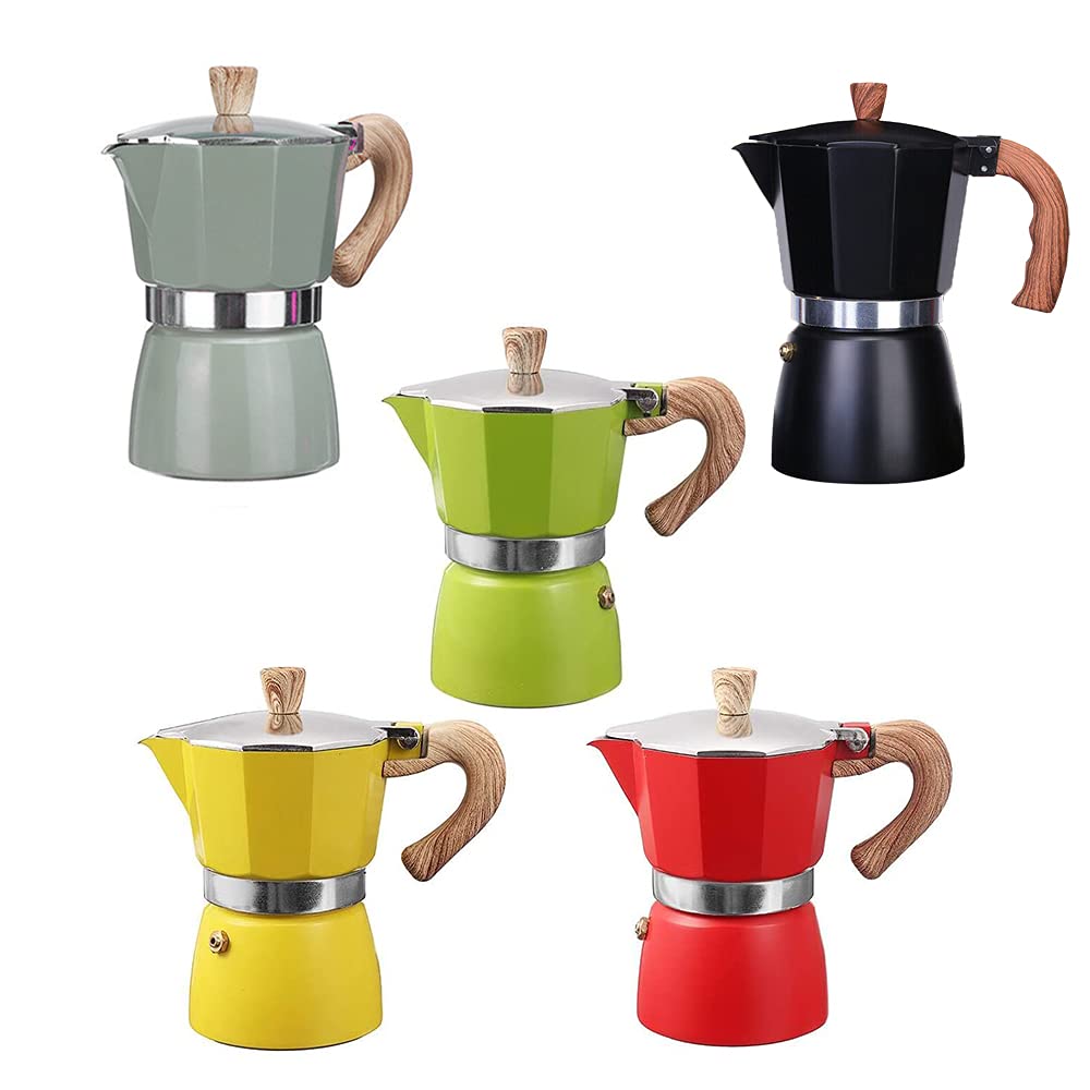 TCOOME EU Certification Aluminum Classic Stovetop Espresso Maker for Great Flavored Strong Espresso,Italian Style Espresso Mocha Pot,Cuban and Greca coffee maker, moka coffee Percolator(BLUE, 150ML)