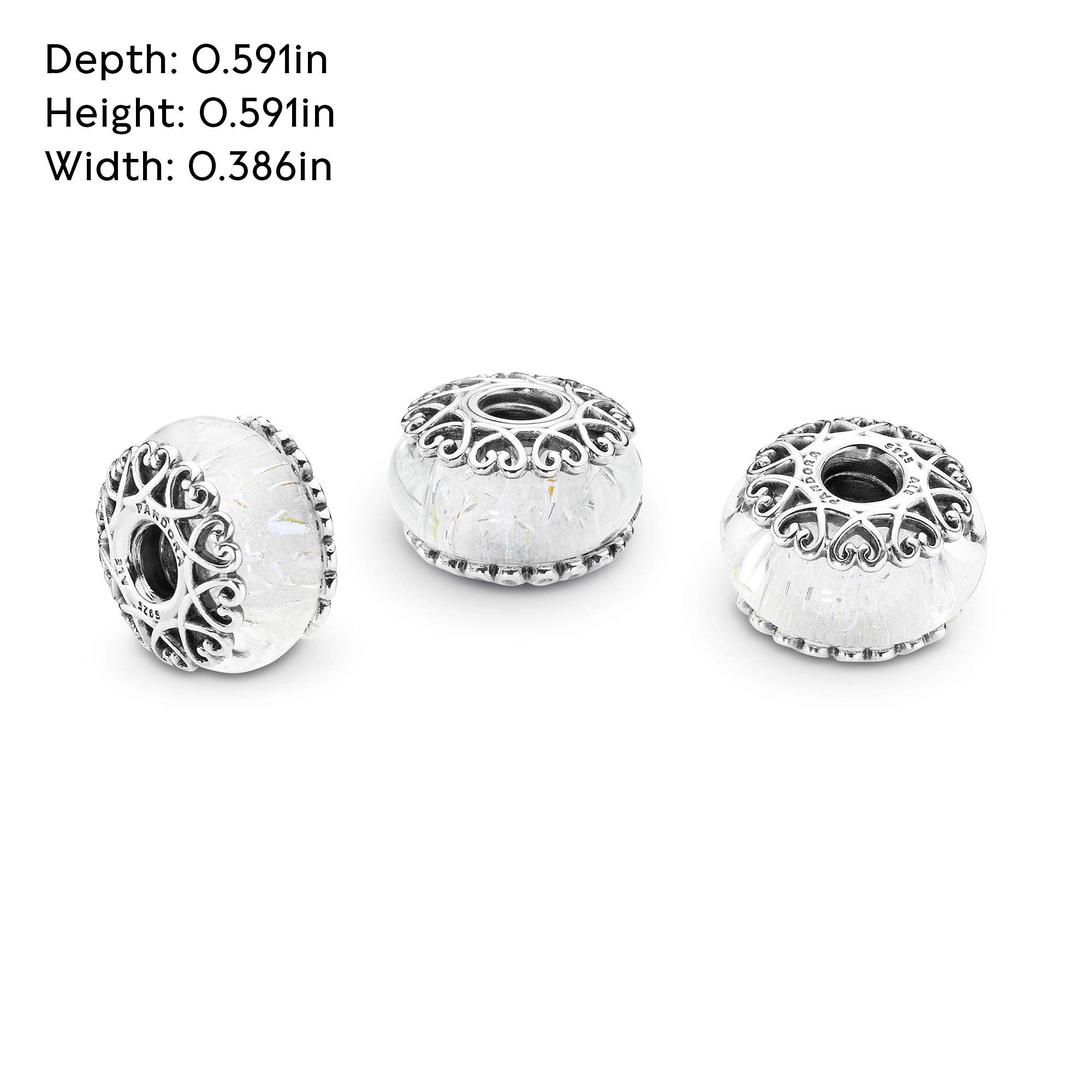 Pandora Jewelry Iridescent White Glass Sterling Silver Charm