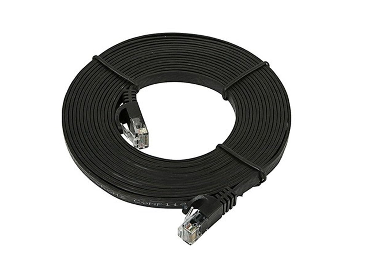 Monoprice - 109551 Cat5e Ethernet Patch Cable - Network Internet Cord - RJ45, Flat,Stranded, 350Mhz, UTP, Pure Bare Copper Wire, 30AWG, 14ft, Black