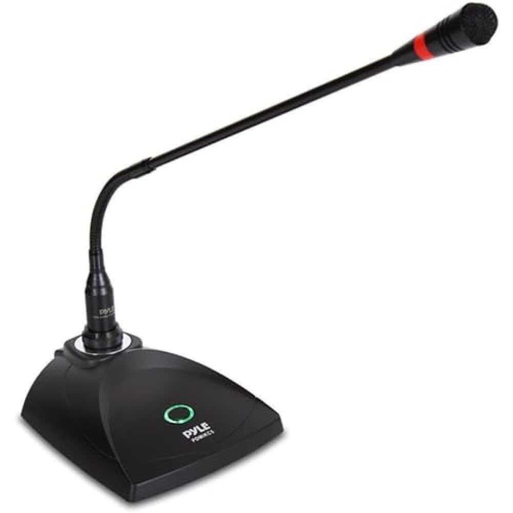 Pyle Home Desktop Gooseneck Wired Microphone System-Table Mounted Corded Voice Condenser Mic with Pop Filter - XLR to 1/4'' Sound Cord - for Karaoke, Conference, Studio Audio Recording -PDMIKC5 Black
