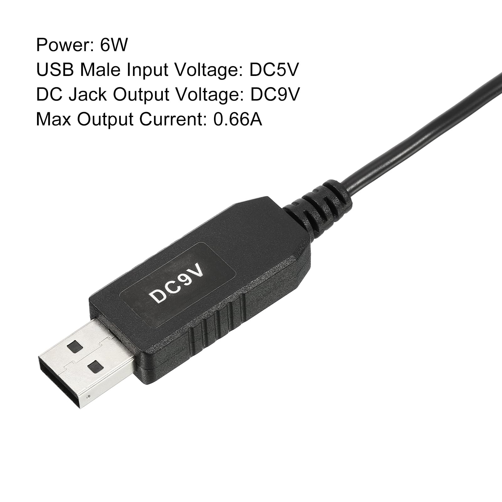 PATIKIL 6W 0.66A USB Step Up Voltage Converter, 2 Pack DC 5V to DC 9V Power Supply Adapter Jack 5.5x2.5mm Cable for Router LED Lamp Speakers