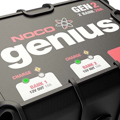 NOCO Genius GEN2, 2-Bank, 20-Amp (10-Amp Per Bank) Fully-Automatic Smart Marine Charger, 12V Onboard Battery Charger and Battery Maintainer