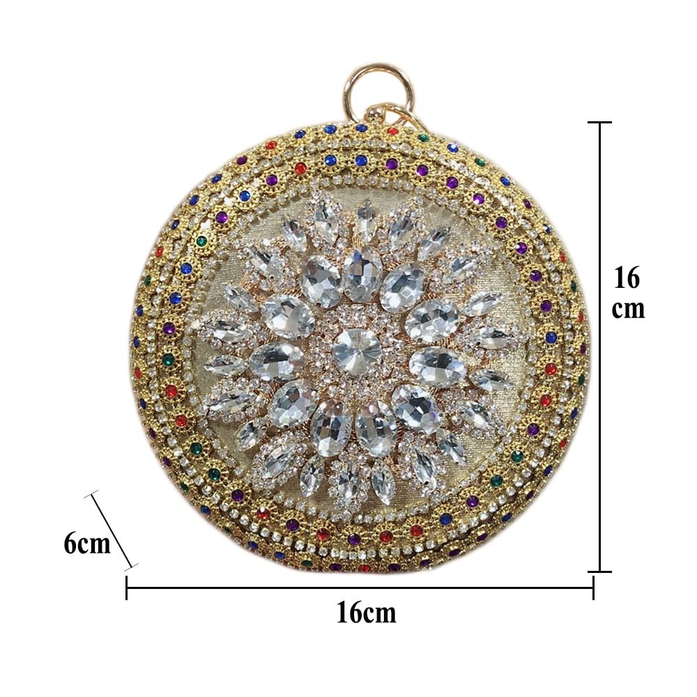 ZHUHW Mini Round Shaped Crystal Diamond Bags Hasp Shoulder Chain Bridal Handbags Wedding Clutches (Color : E, Size : 1)
