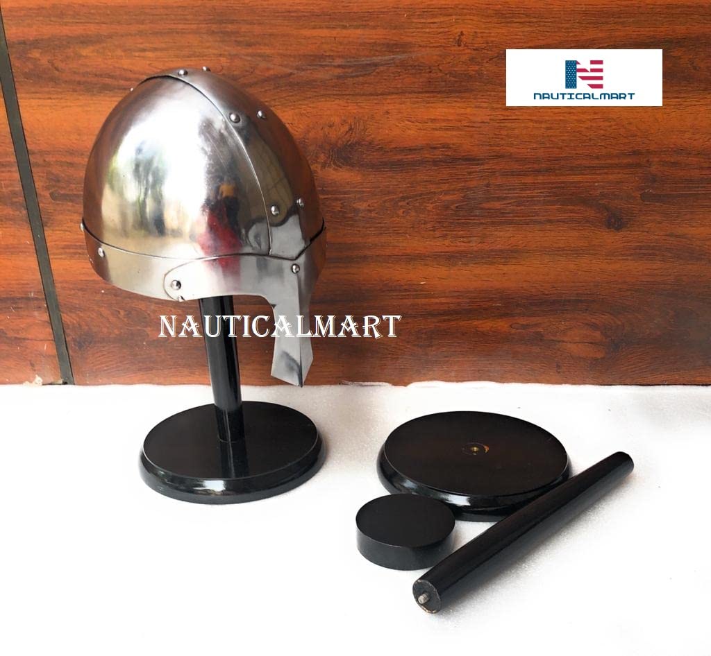 NauticalMart Medieval Armor Helmet DIsplay Stand Viking Norman Armor Spartan wooden display stand Stand in Black