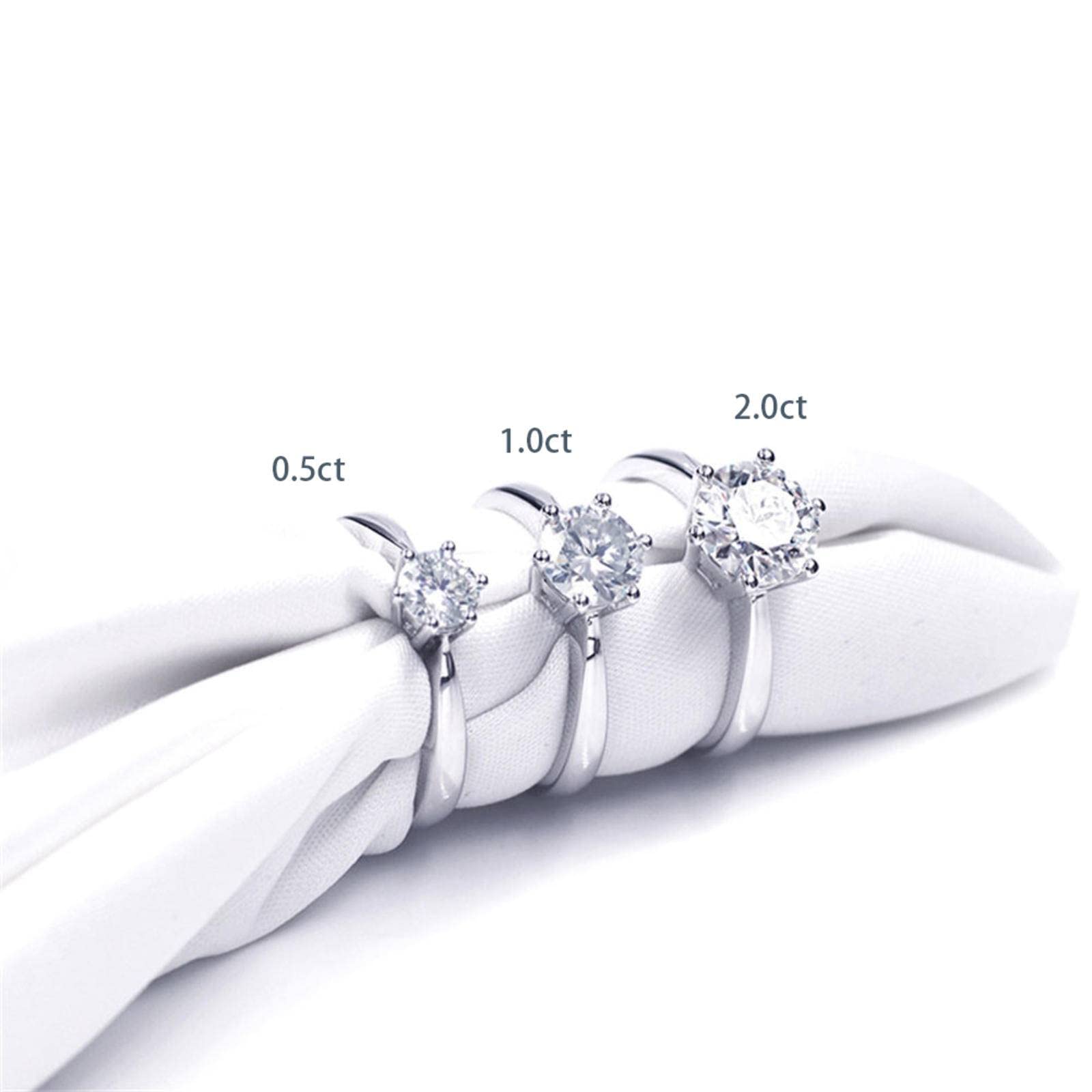 TIANYU GEMS 1.0ct 925 Solid Sterling Silver Engagement Moissanite Ring for Brid Wedding Band (White 0.5CT, 6.5)