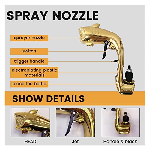 Wine Sprayer - Shark/Dolphin Shaped Champagne Sprayer Beer Bottle Durable Sprayer Alloy Party Club Bar Tool (Color : Shark (Black))