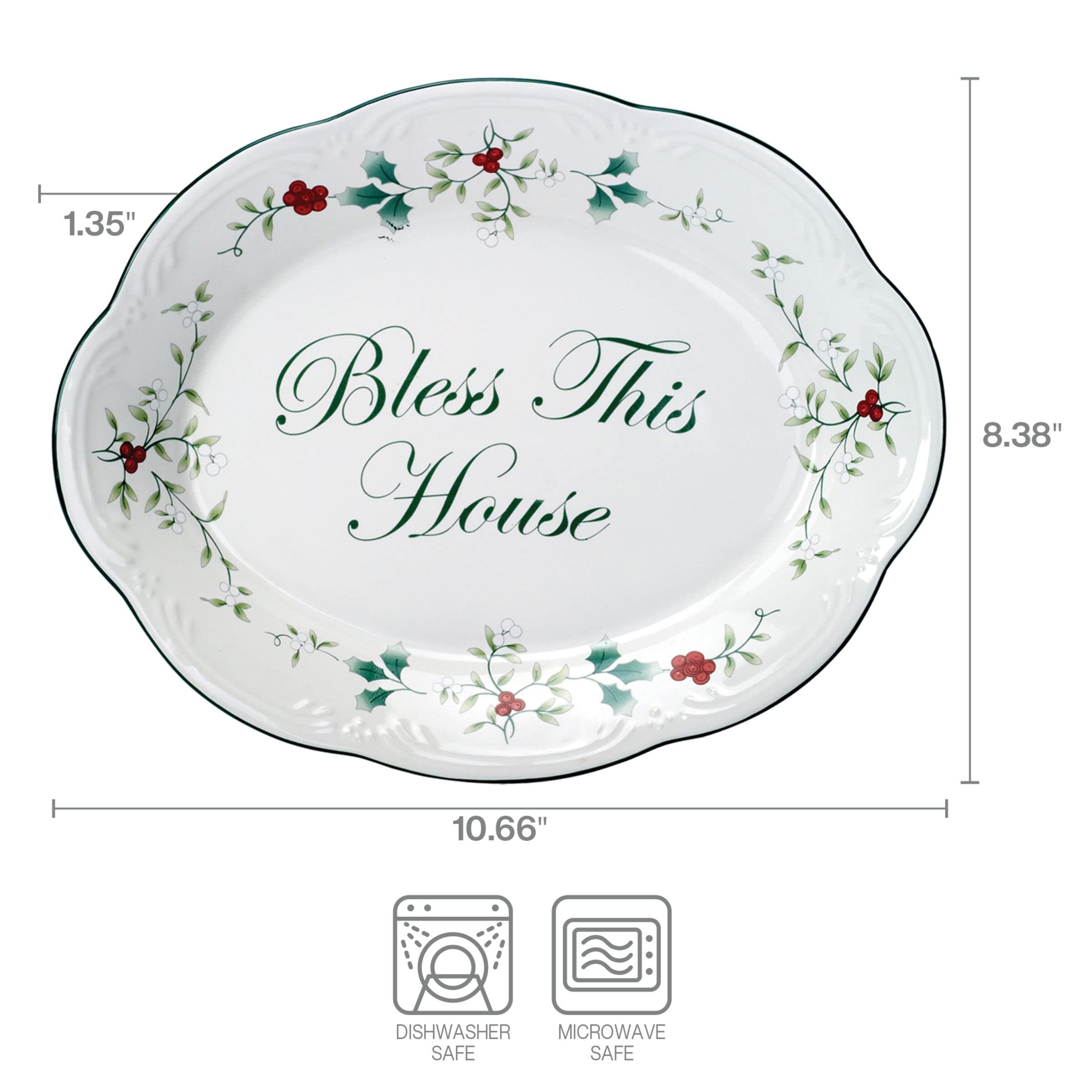Pfaltzgraff Winterberry 16-Piece Dinnerware Set, Service for 4 & Winterberry Bless This House Plate -