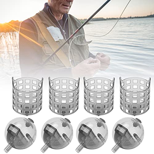 Yeuipea Fishing Feeder Lure Bait, 4Pcs PE Plastic Portable Fishing Feeder Lure Bait Cage Tackle Accessories with Weight(M)