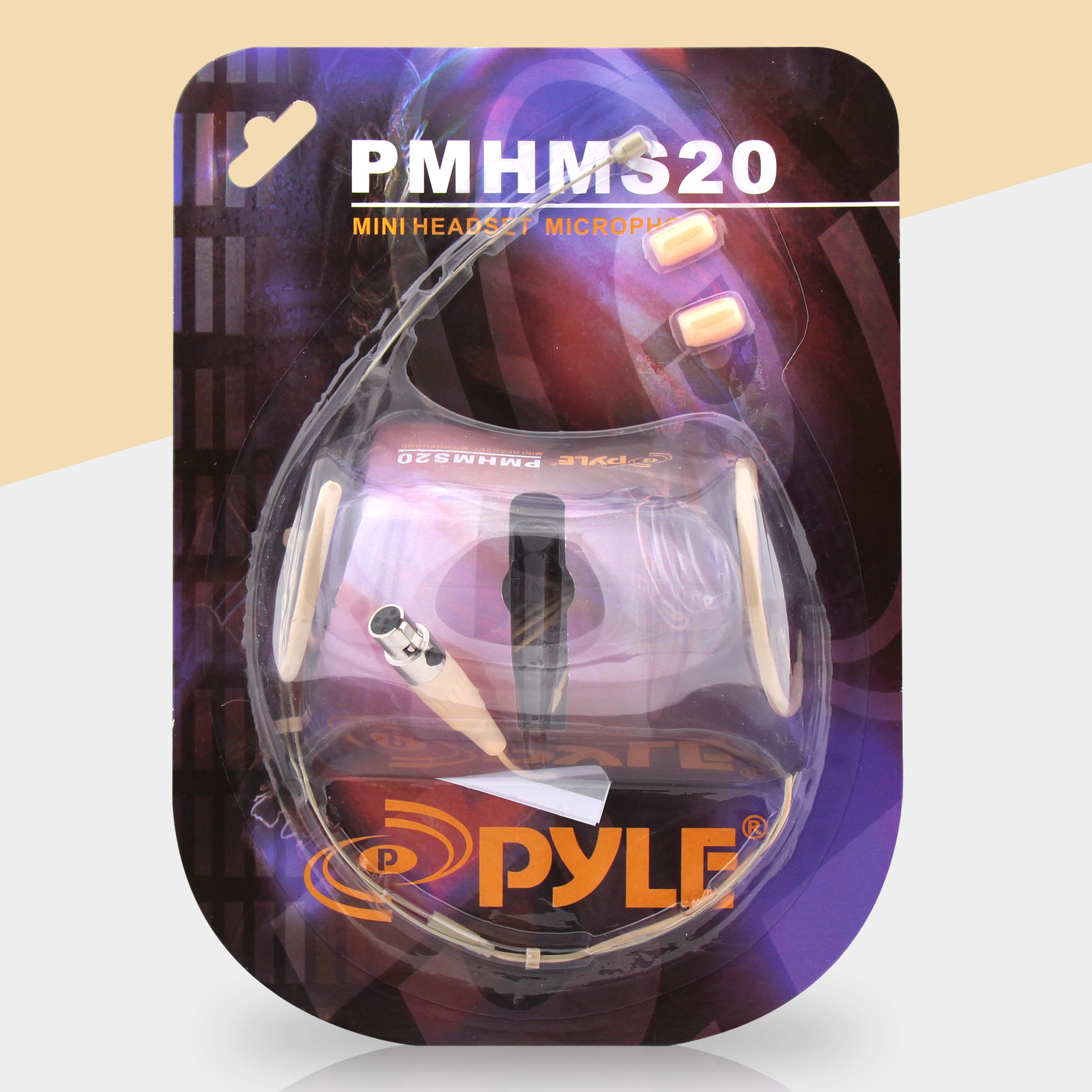 PYLE-PRO Double Over Ear Microphone Headset - fessional Hands Free Omnidirectional Wired Audio Boom Condenser Microphone Headset w/ 4 Pin Mini XLR, 1.2m Cable, and Windscreen - Pyle PMHMS20 (Beige)