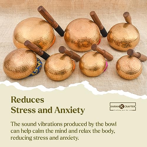 Tibetan Singing Bowl set From 7 Planets, Hand Hammered Design | Meditation Sound Bowl, 7 Chakra bowl, Mallet & Cushion set for Yoga (7 Chakra Set)