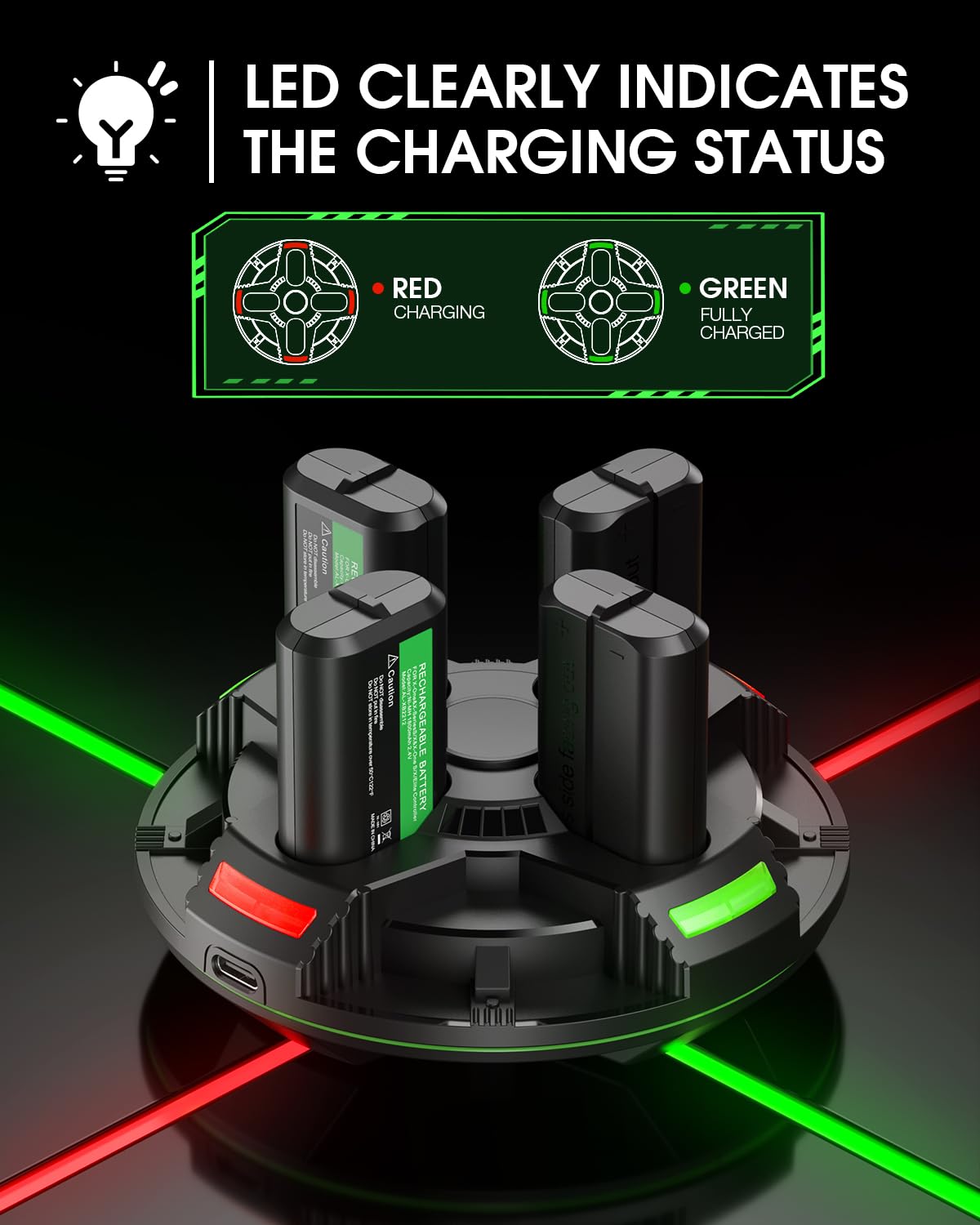 Rechargeable Controller Battery Packs Compatible for Xbox One/Xbox Series X|S Xbox One S/Xbox One X/Xbox One Elite Controller, 4×1800mAh Xbox Rechargeable Battery Pack with Charger for Xbox Controller