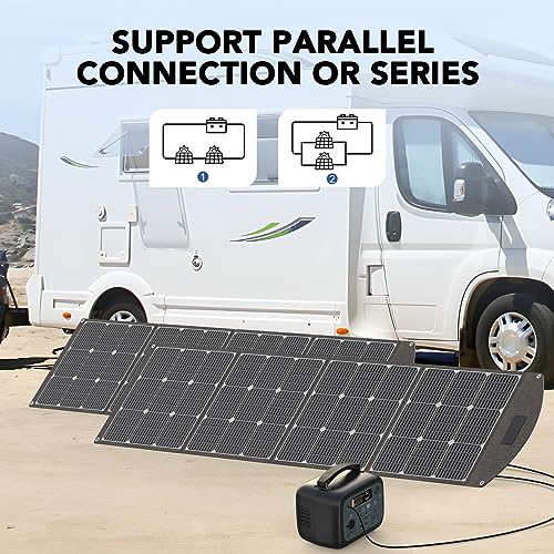 TISHI HERY 260W Solar Panel for Power Station Generator, Portable Solar Charger Kit 18V Foldable Solar Cell Solar Charger with MC-4 High-Efficiency Battery Charger for Outdoor Camping Van RV Trip