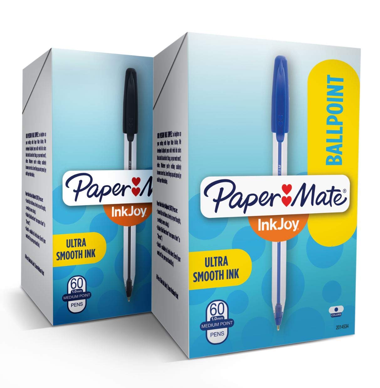 Paper Mate InkJoy 50ST Ballpoint Pens, Medium Point (1.0mm), 60 Black Pens & 60 Blue Pens, Total of 120