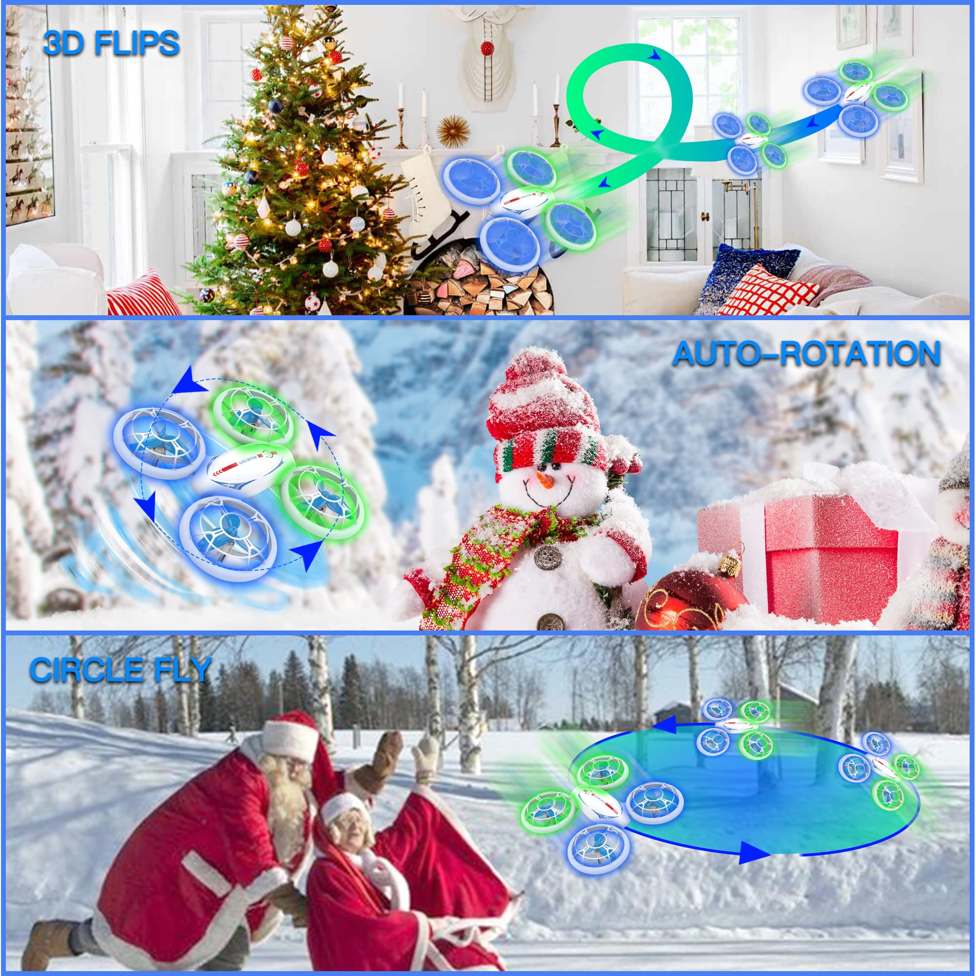 PATIKUIN Drones for Kids RC Mini Drone with LED Lights for over 8 years old Boys and Girls Beginners, RC Helicopter Quadcopter with Five Cool Light Effects, Auto Hovering, 3D Flip, Remote Control Headless Mode, Circumflight and Emergency Paddle Stop