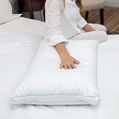 SensorPEDIC Luxury Dual Comfort Reversible Bed Pillow with 400 Thread Count Cotton Cover, Standard (Pack of 1), White