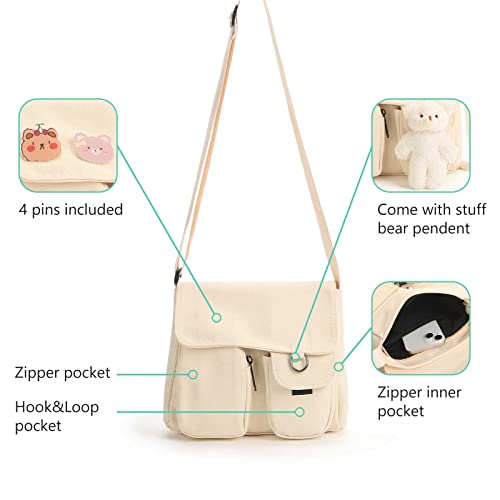 Phaoullzon Kawaii Crossbody Bag Cute Messenger Bags Canvas Shoulder Purse Gifts for Teens