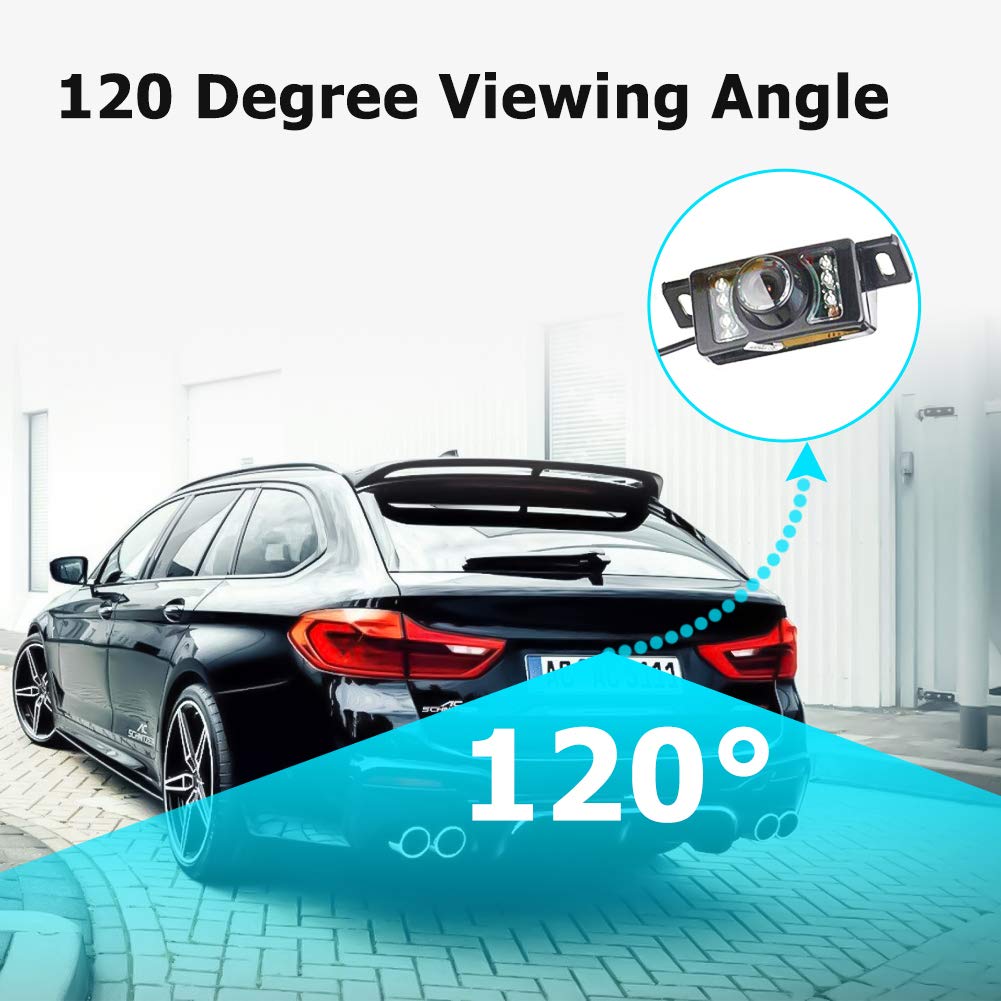 Rear Reverse Backup Camera License Plate Parking Rearview System of 120-Degree Wide Angle for Cars Truck & RV with Waterproof Night Vision
