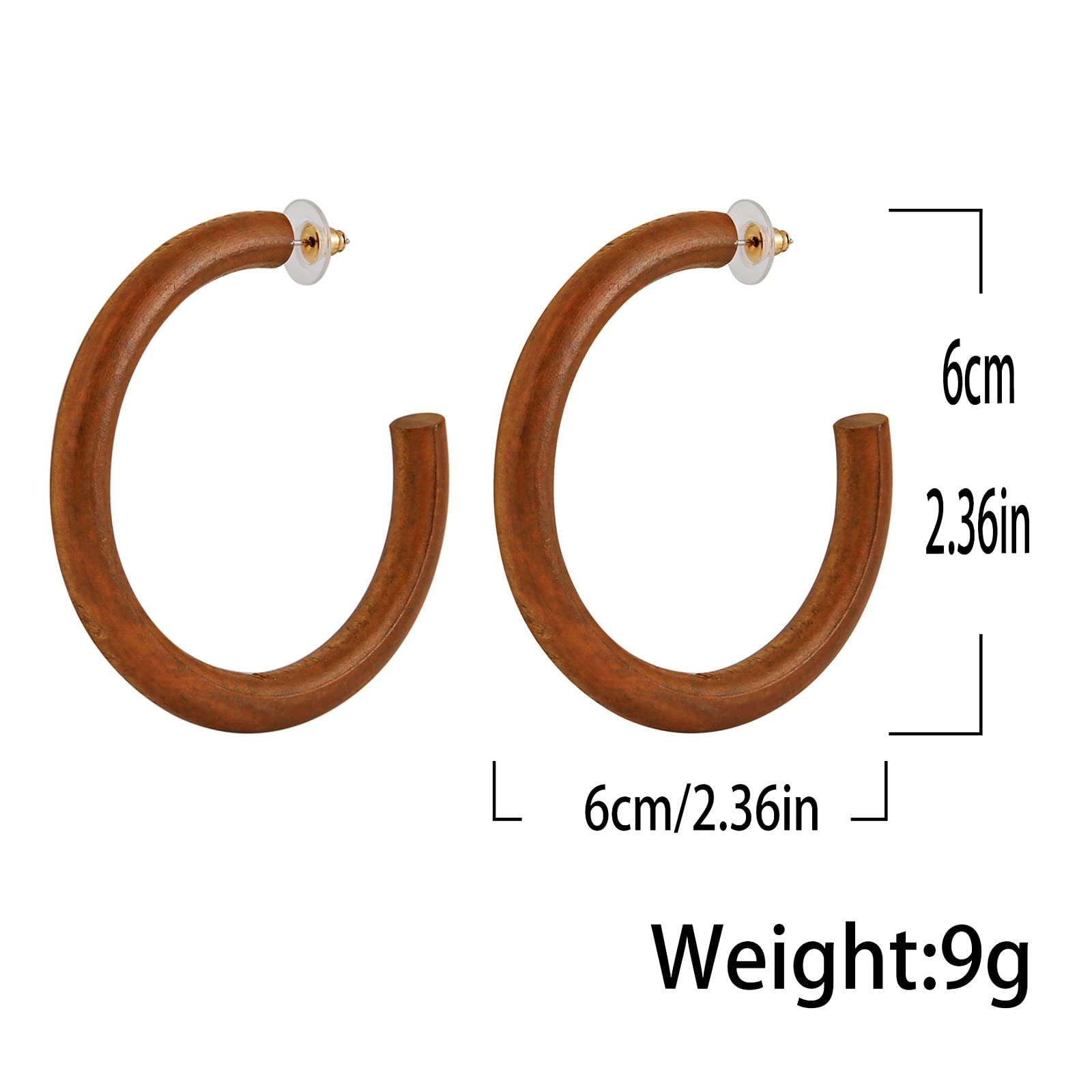 Scddboy Wooden Hoop Earrings for Women Geometric Lightweight Dangle Drop Earrings