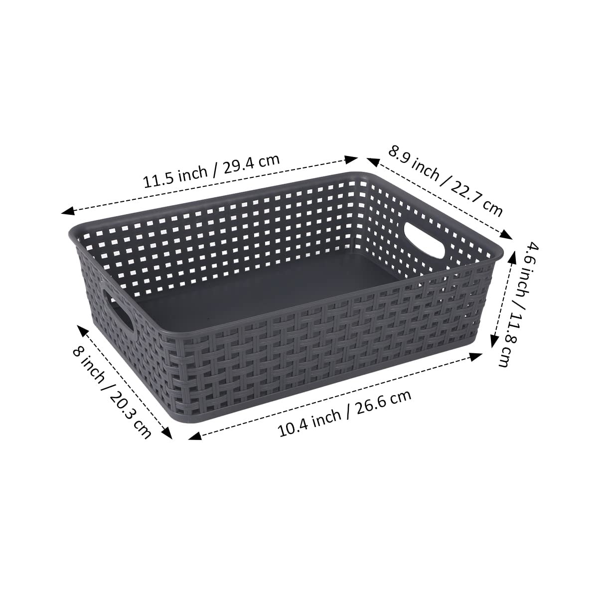 Tonxus Plastic Storage Baskets Set of 6 Durable Small Weave Pantry Organizer Bins Organization and Storage Shelves Baskets Organization for Kitchen,Craft Room Bookshelf and Office (Gray)