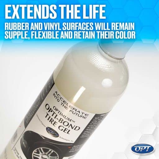 Optimum Opti-Bond Tire Gel – 32 oz., Long Lasting Tire Dressing; Water Based Tire Gel Spray; Vinyl, Plastic, Tire and Trim Dressing; Great for Tire Shine, Vinyl Trim Care, and Dashboard Protection
