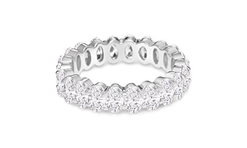 NYC Sterling Women's .925 Silver Cubic Zirconia 5x3mm Oval-Cut Eternity Band Ring (sterling-silver, 8)