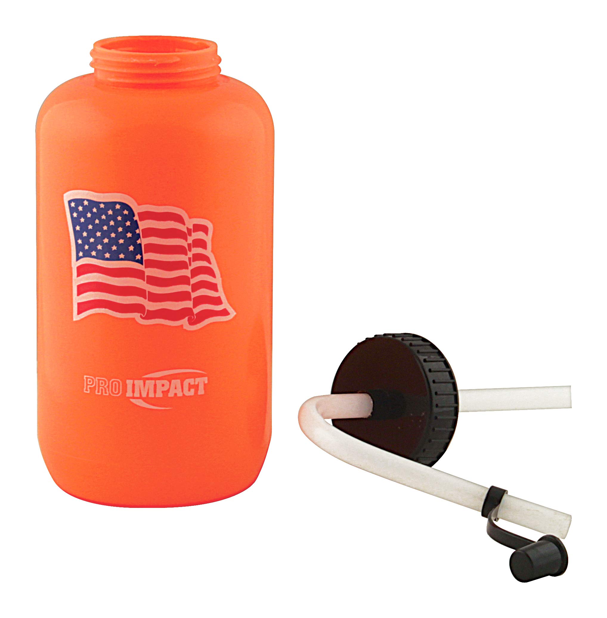 Pro Impact Squeezable Water Bottle Bendable Long Straw - LDPE BPA Free Plastic - Hydration for Baseball Hockey Gym MMA Yoga Boxing Cycling Softball Football Lacrosse (35.5 Oz.)