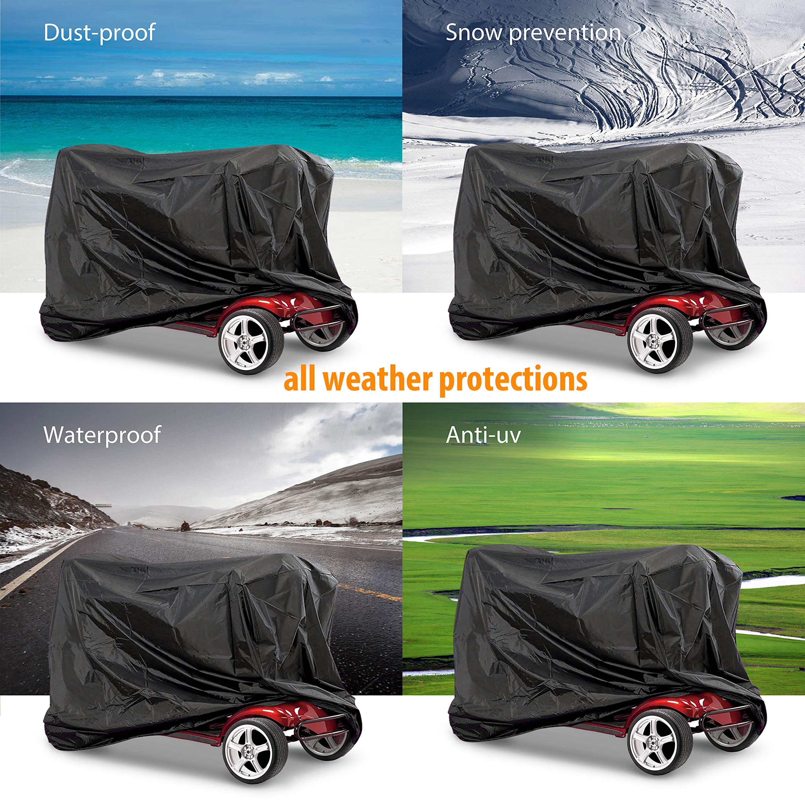 nomiou Mobility Scooter Cover Heavy Duty Black Protects from Snow Rain Dust and Sun