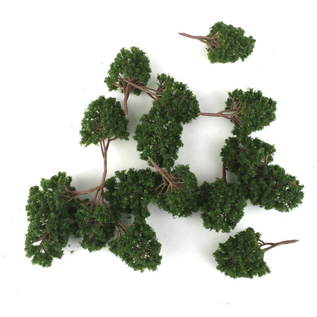 Tiuimk Pack of 20 Dark Green Plastic Model Trees for N Scale Train Layout