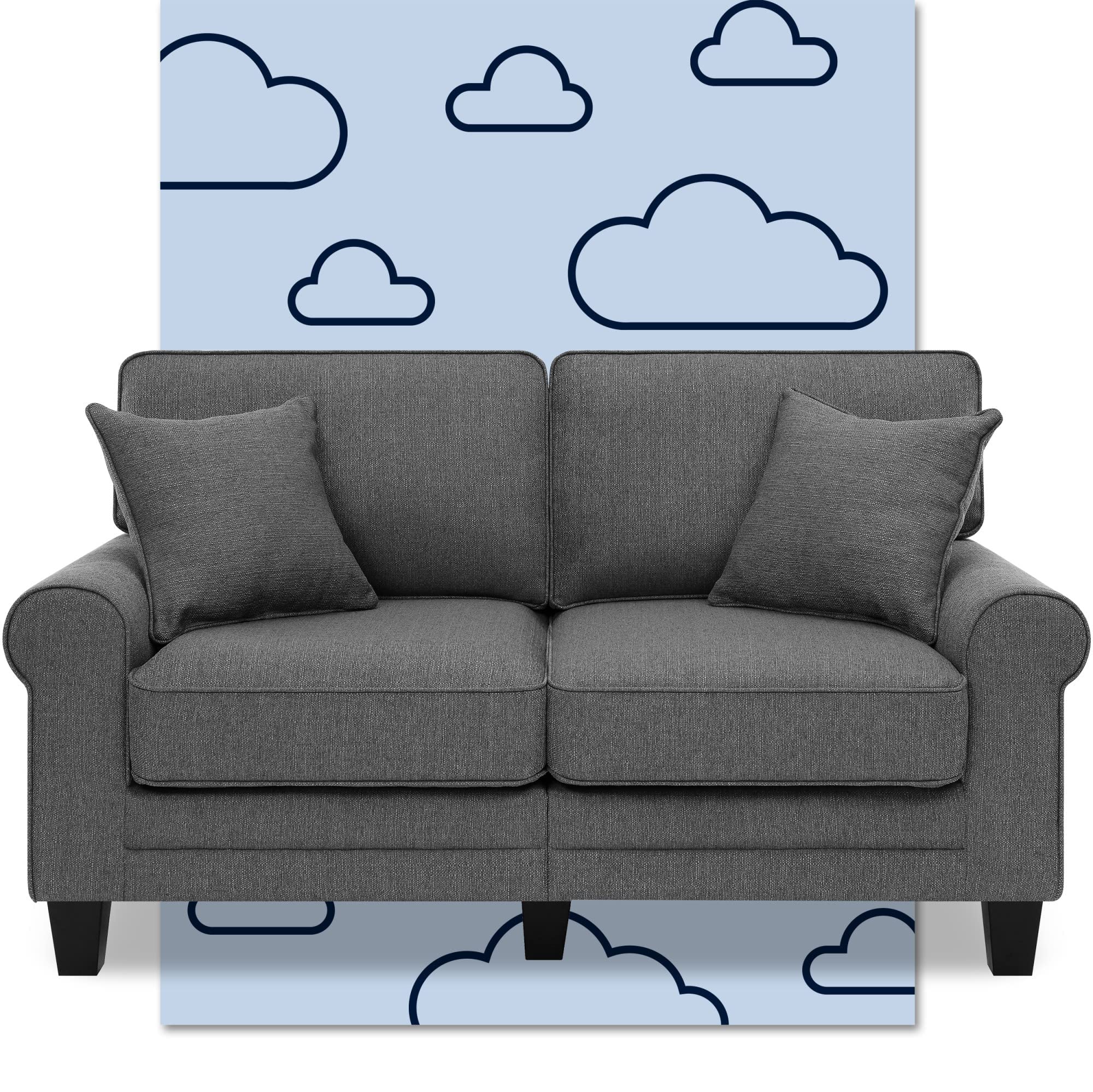 Serta Copenhagen Love Seats, 61" Loveseat, Dark Gray