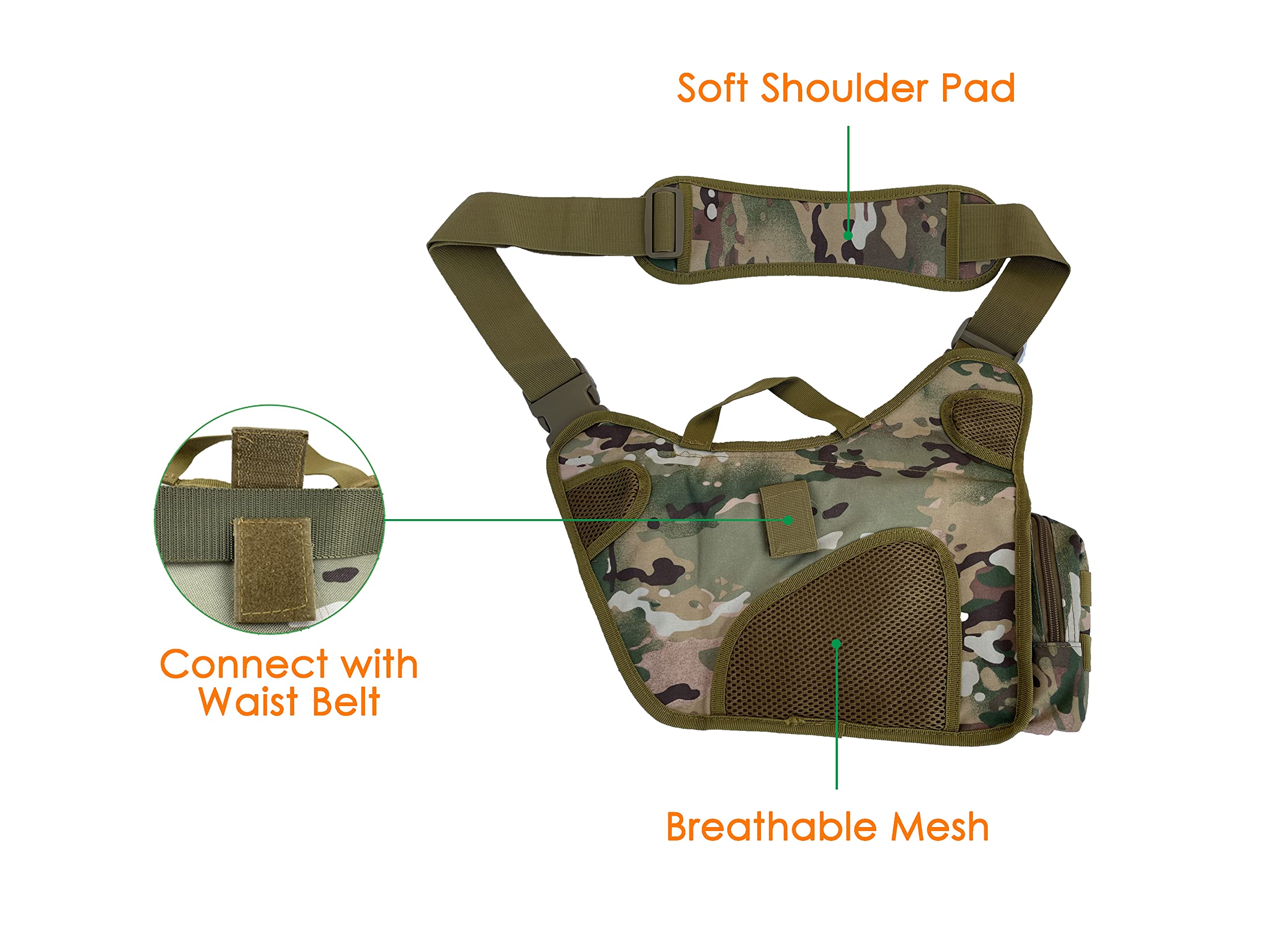 Shinegro Fishing Sling Tactical Cross Shoulder Pack Multi-functional Outdoor Bag