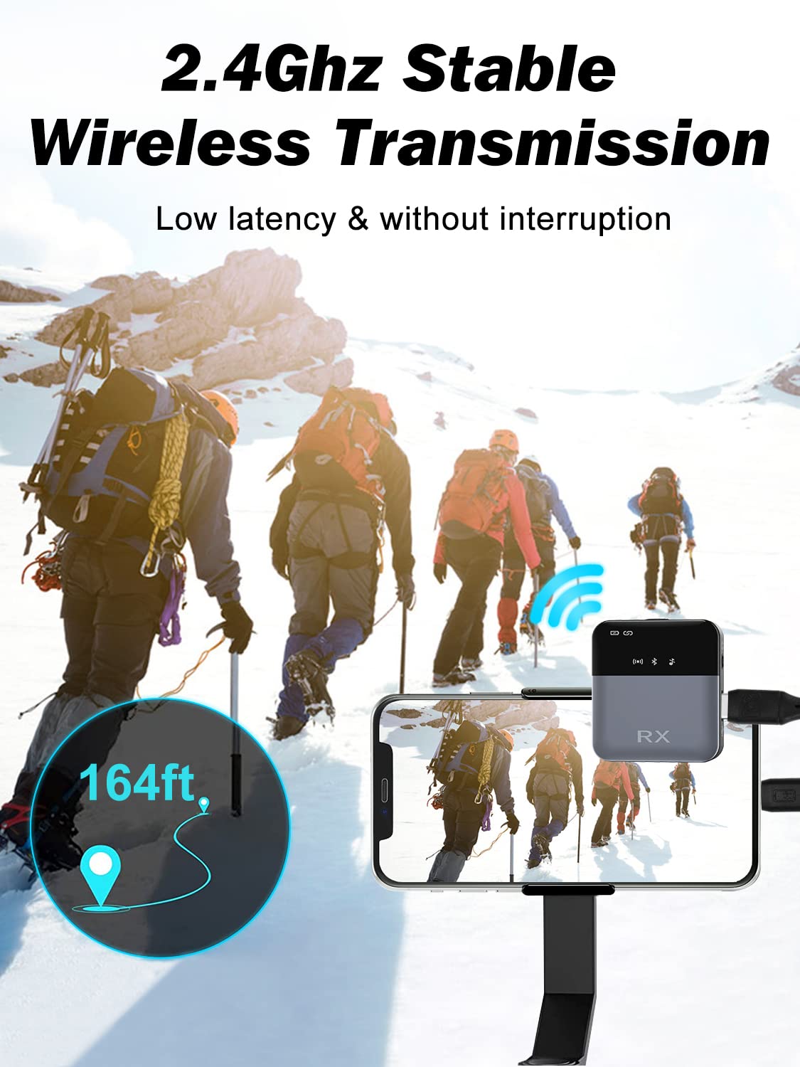 WIREN Wireless Lavalier Microphone System - Plug&Play Lapel Mic with Transmitter & Receiver, Compatible iPhone DSLR Cameras Camcorders Android Phones for Live Stream Zoom Video Recording Interview