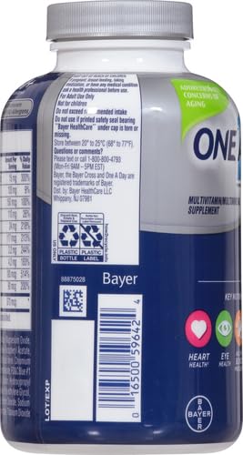 One A Day Men’s 50+ Healthy Advantage Multivitamin, Multivitamin for Men with Vitamins A, C, E, B6, B12, Calcium and Vitamin D, Tablet, 200 Count (Pack of 1)