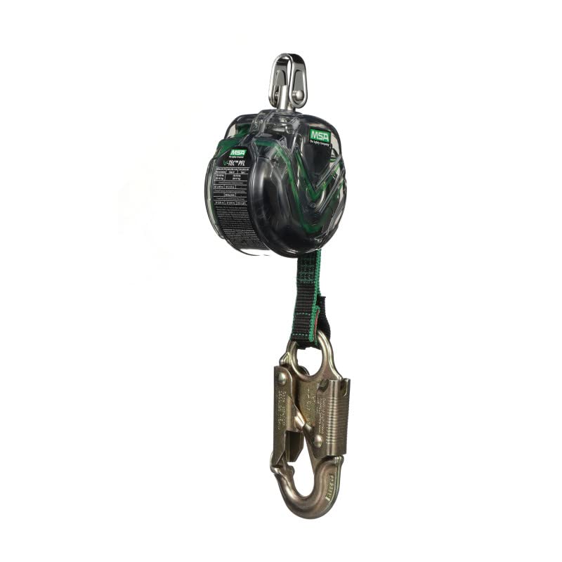 MSA 63011-00B V-TEC Mini Personal Fall Limiter - 6' (1.8m), Single-Leg, 36C Snaphook Anchorage Connection, Steel Carabiner Harness Connection, Retractable Web Lanyard