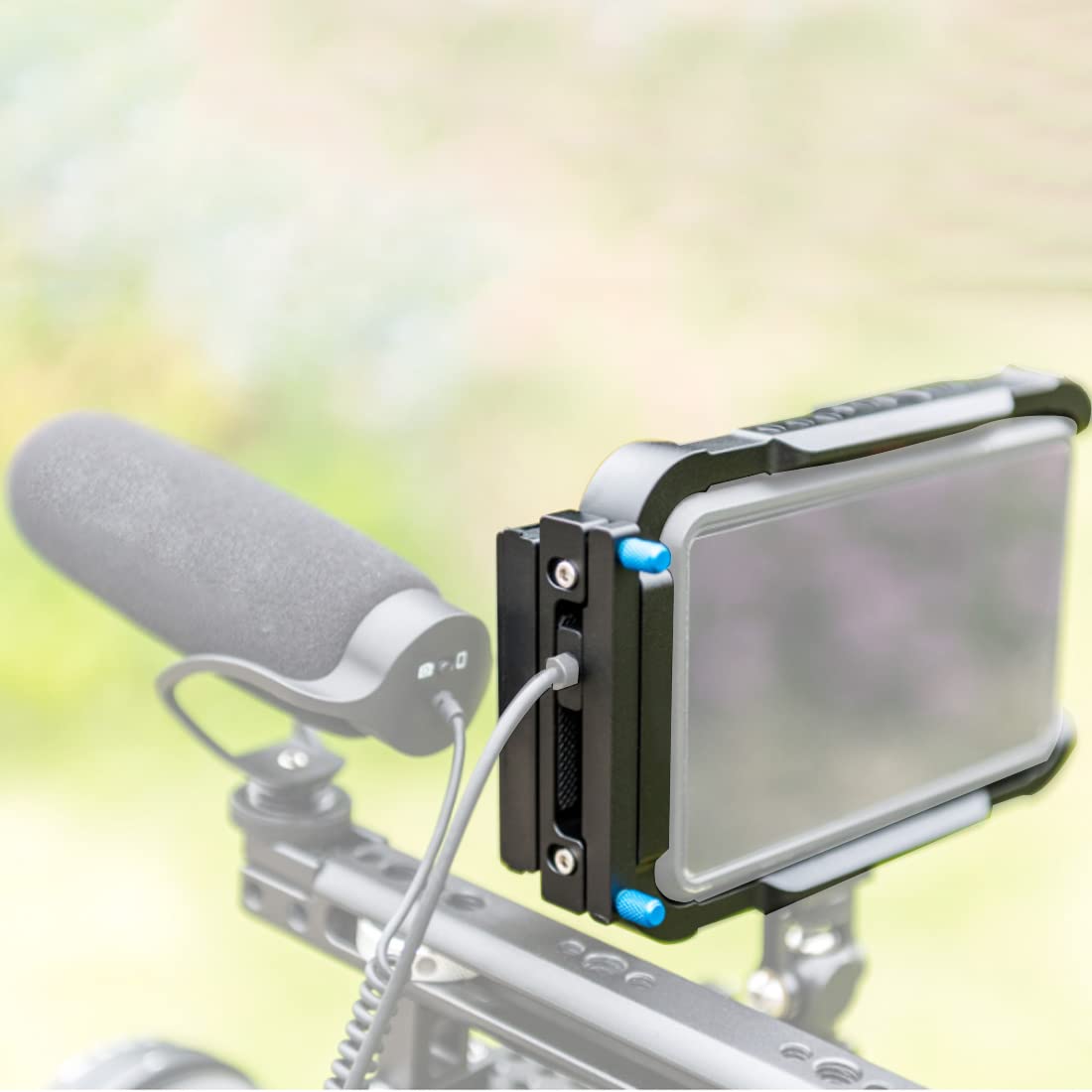 XT-XINTE Aluminum Alloy Recording Monitor Cage Compatible with Atomos Ninja V Built-in 1/4" 3/8" Thread NATO Rail and HDMI- Cable Clamp