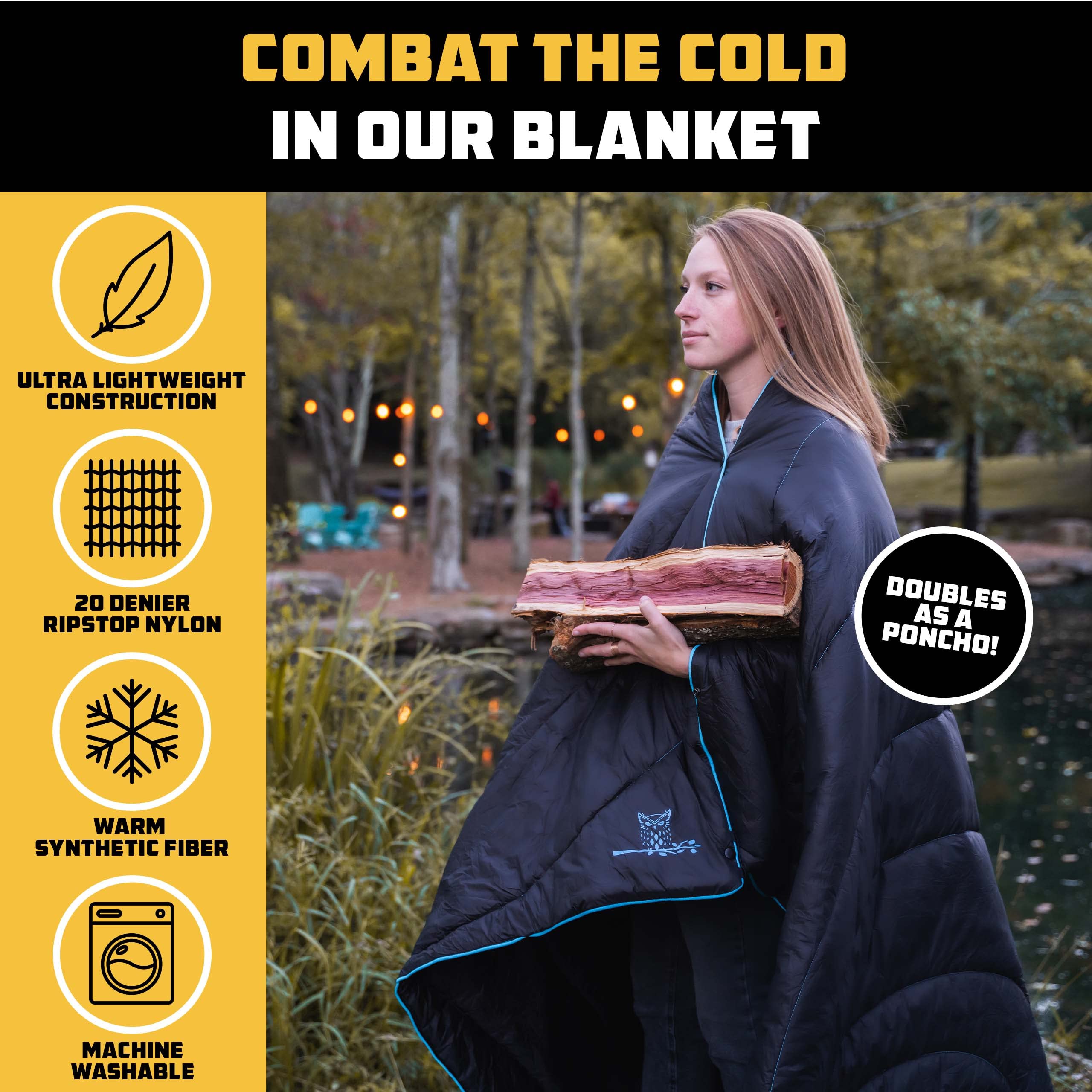 Wise Owl Outfitters Camping Hammock with Camping Pillow & Blanket - Waterproof Camping Accessories & Backpacking Gear, Camping Gear Must Haves - Black