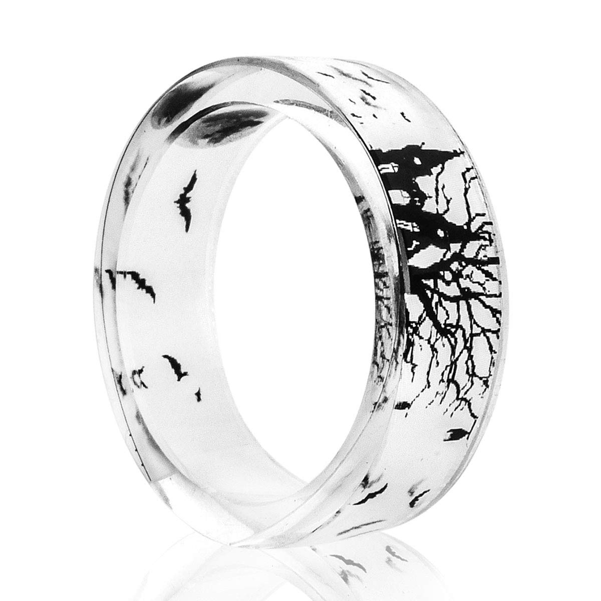NDJEWELRY Handmade Jewelry Bat and Castle Pattern Women's Engagement Wedding Resin Band Promise Rings Size 11