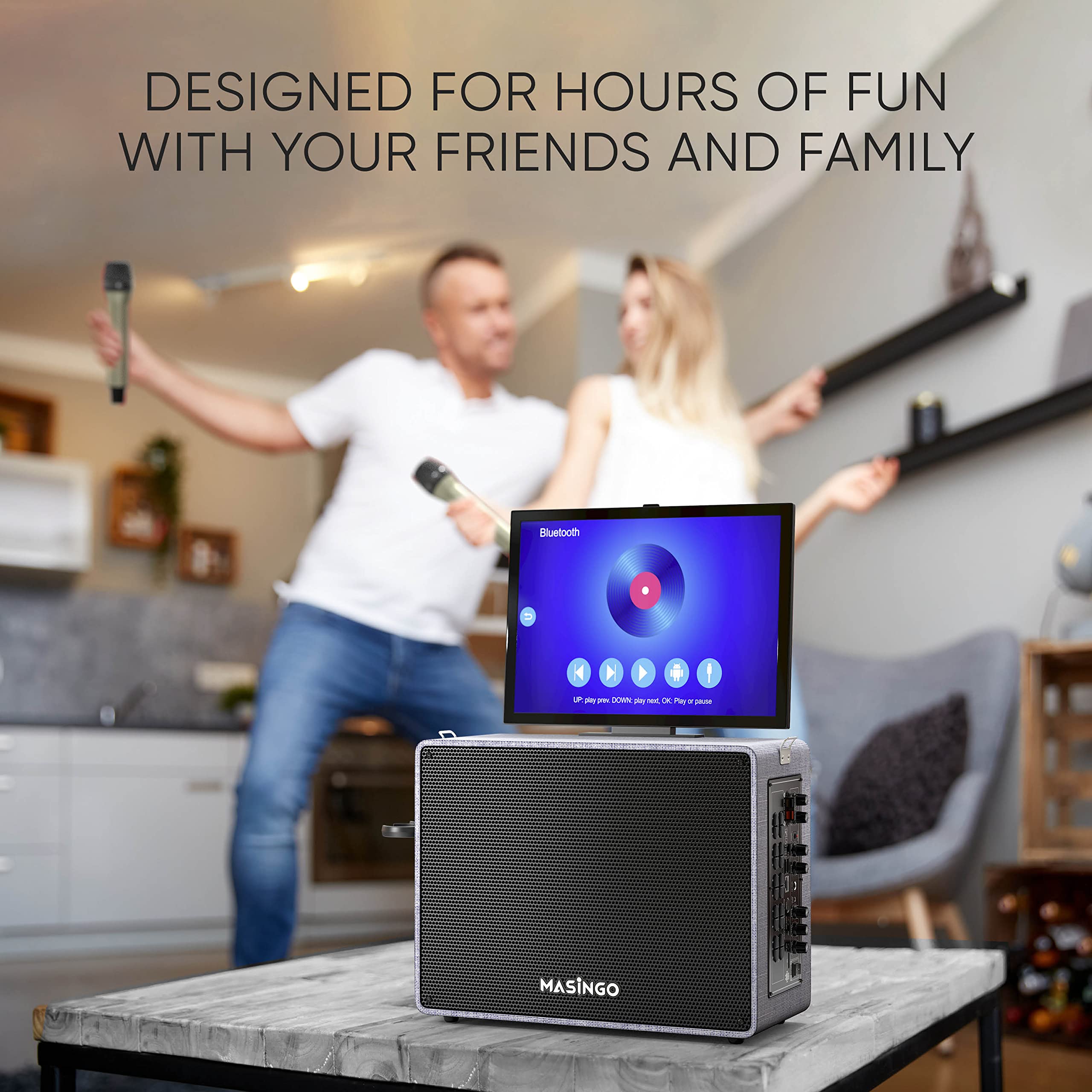 Professional Karaoke Machine with Lyrics Display Screen for Adults, 2 Wireless Microphones, Bluetooth Portable PA Speaker System Set with Built in 15" Touch Tablet with Android & WiFi, Alto X6 1.0