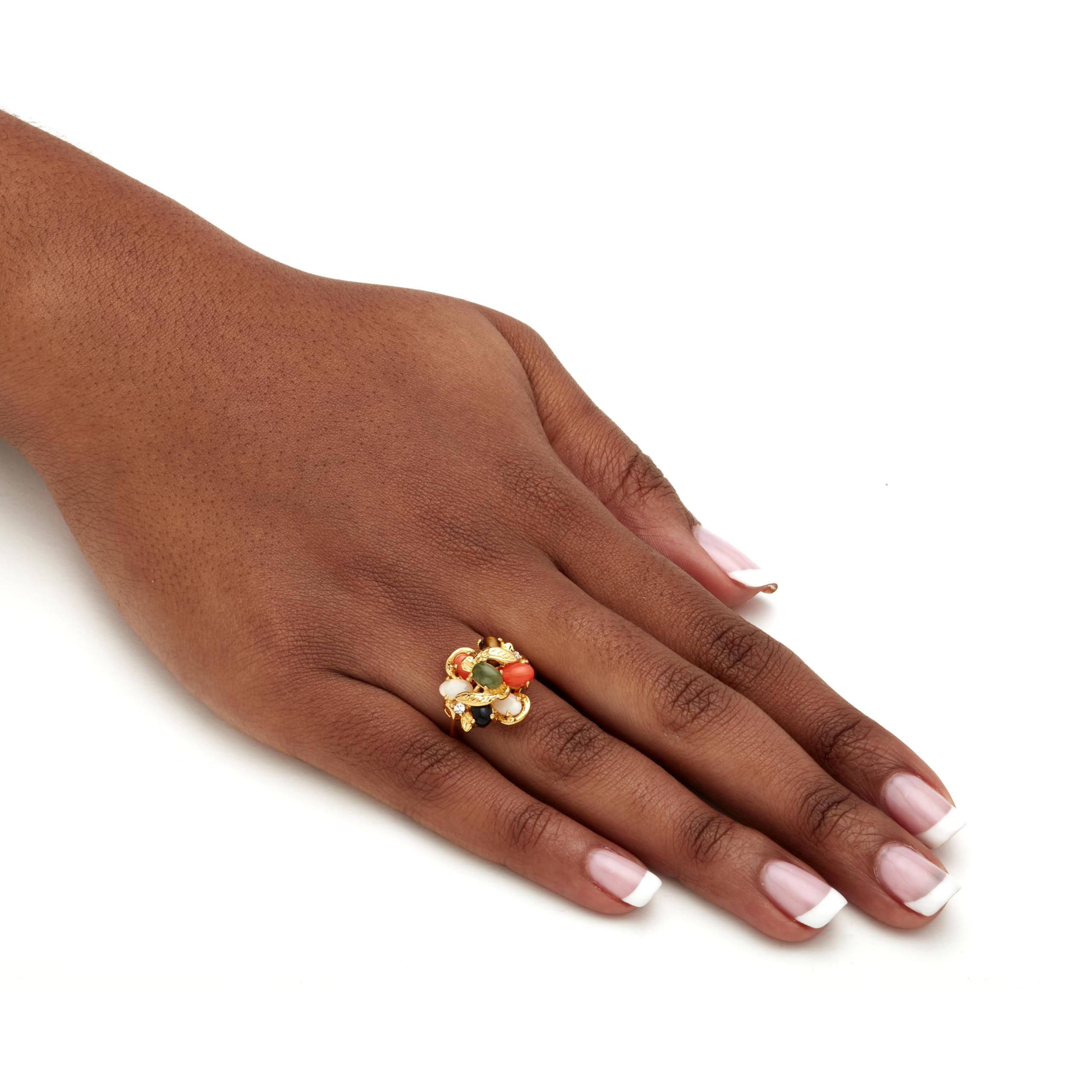 PalmBeach Yellow Gold-plated Genuine Gemstone and Crytal Cluster Ring Sizes 5-10 Size 8