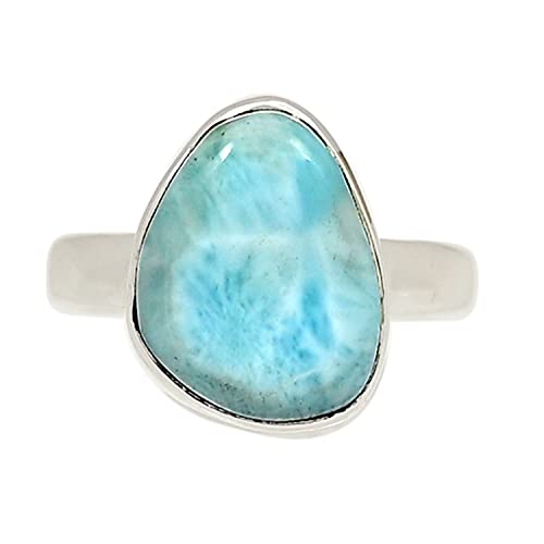 Xtremegems Natural Genuine Larimar - Dominican Republic 925 Silver Ring s.8 ALLR-14125